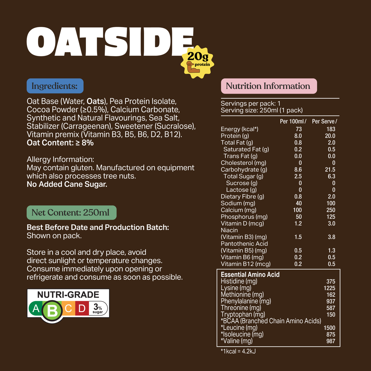 OATSIDE Chocolate Protein Oat Milk Drink 250ml x 24 (Exp: Dec 2025 ...