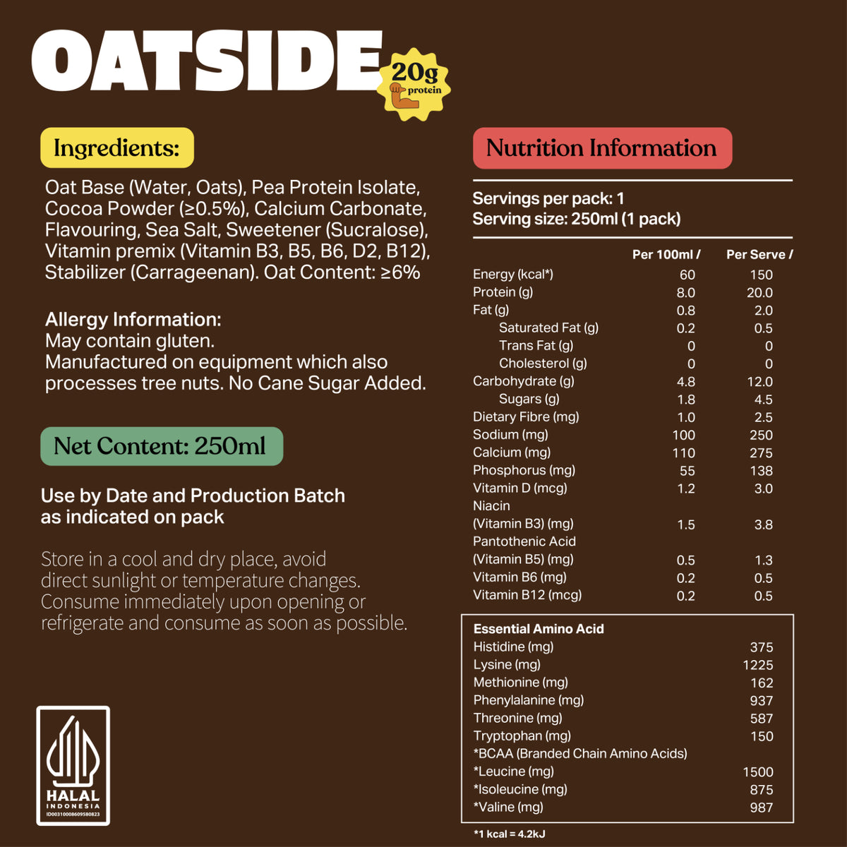 OATSIDE Chocolate Protein Oat Milk Drink 250ml x 24 (Exp: Dec 2025 ...